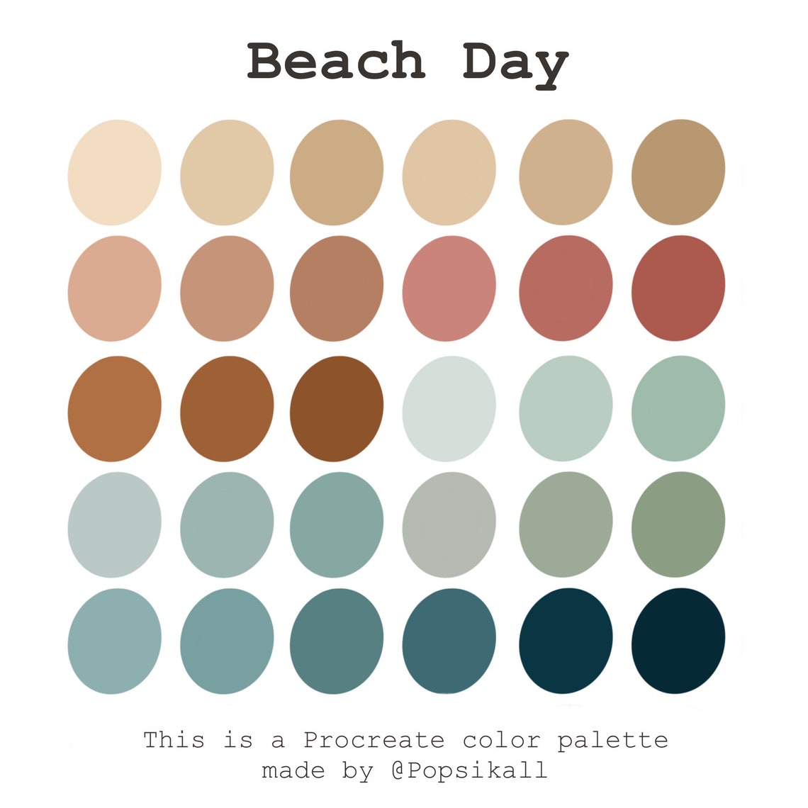 Beach Day Color Pallet Neutral Color Procreate Pallets Etsy