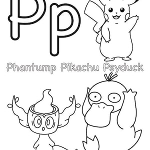 Unofficial Printable Pokemon Alphabet Coloring Pages - Etsy