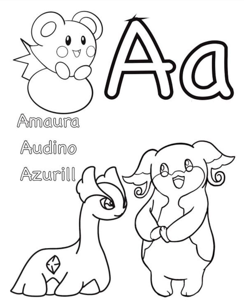Unofficial Printable Pokemon Alphabet Coloring Pages - Etsy