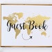 Gold World Map Guest Book Sign Travel Theme World Map Poster | Etsy
