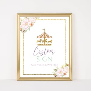 Carousel Party Sign Template, Merry Go Round Sign, Editable Party ...