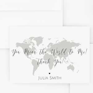 Editable Map Thank You Card Printable World Map Thank You - Etsy