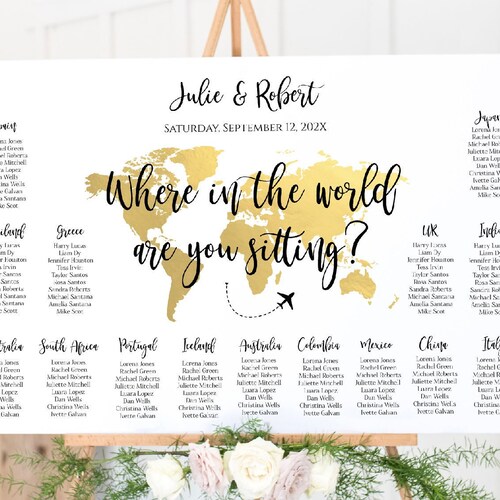 Editable Wedding Seating Chart Template Where in the World - Etsy Canada