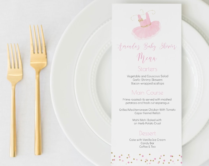 Tutu Menu Template Ballerina Menu Tutu Birthday Decorations - Etsy