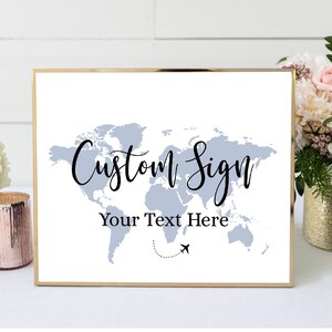 Custom Travel Theme Sign With the Map Color of Your Choice - Etsy