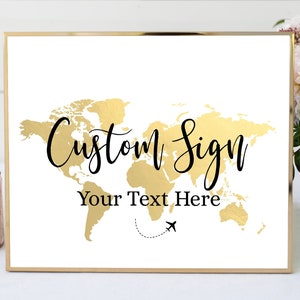 Custom Travel Theme Sign Gold World Map Sign Travel Theme - Etsy