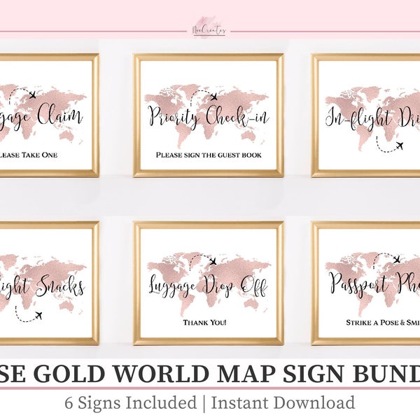 Rose Gold World Map - Etsy