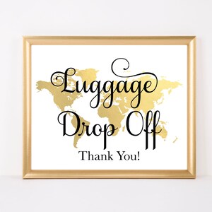 Luggage Drop off Travel Theme Sign Gold World Map Sign | Etsy
