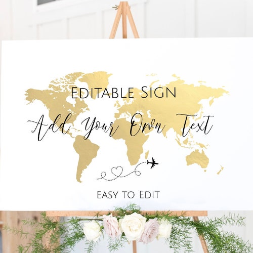 Printable Welcome Sign With Editable Map Color Travel Theme - Etsy