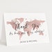 Rose Gold Map Thank You Card, Editable World Map Thank You Card, Travel ...