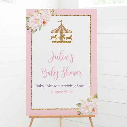 Carousel Baby Shower Welcome Sign Carousel Birthday Welcome - Etsy