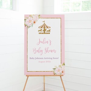 Carousel Baby Shower Welcome Sign, Carousel Birthday Welcome Sign ...