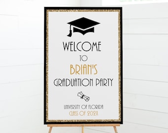 Graduation Welcome Sign, Black and Gold Printable Welcome Sign ...