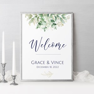 Greenery Welcome Sign Template Eucalyptus Welcome Sign | Etsy