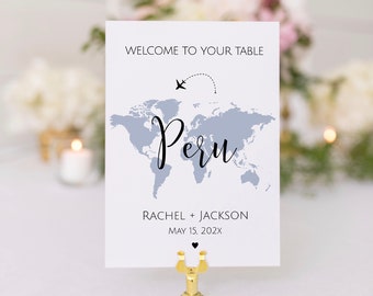 Travel Wedding Table Numbers | Etsy