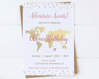 World Map Invite - Etsy