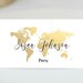 World Map Foldable Place Cards Gold Map Travel Theme Name - Etsy