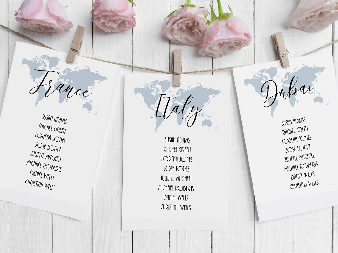 Map Hanging Wedding Seating Chart Template With the Map Color of Your ...