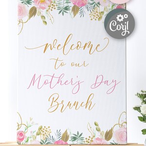 Mother's Day Welcome Sign, Editable Mother's Day Sign, Floral Sign ...