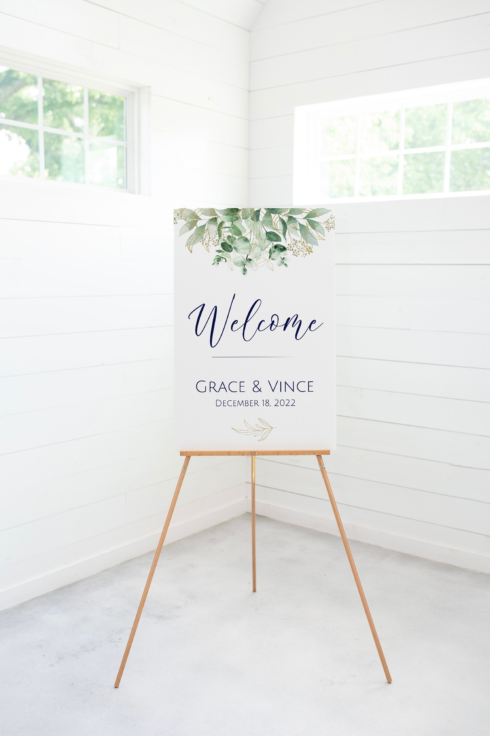 Greenery Welcome Sign Template Eucalyptus Welcome Sign | Etsy