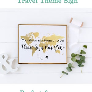 World Map Guest Book Globe Sign Sign Our Guest Globe Sign | Etsy