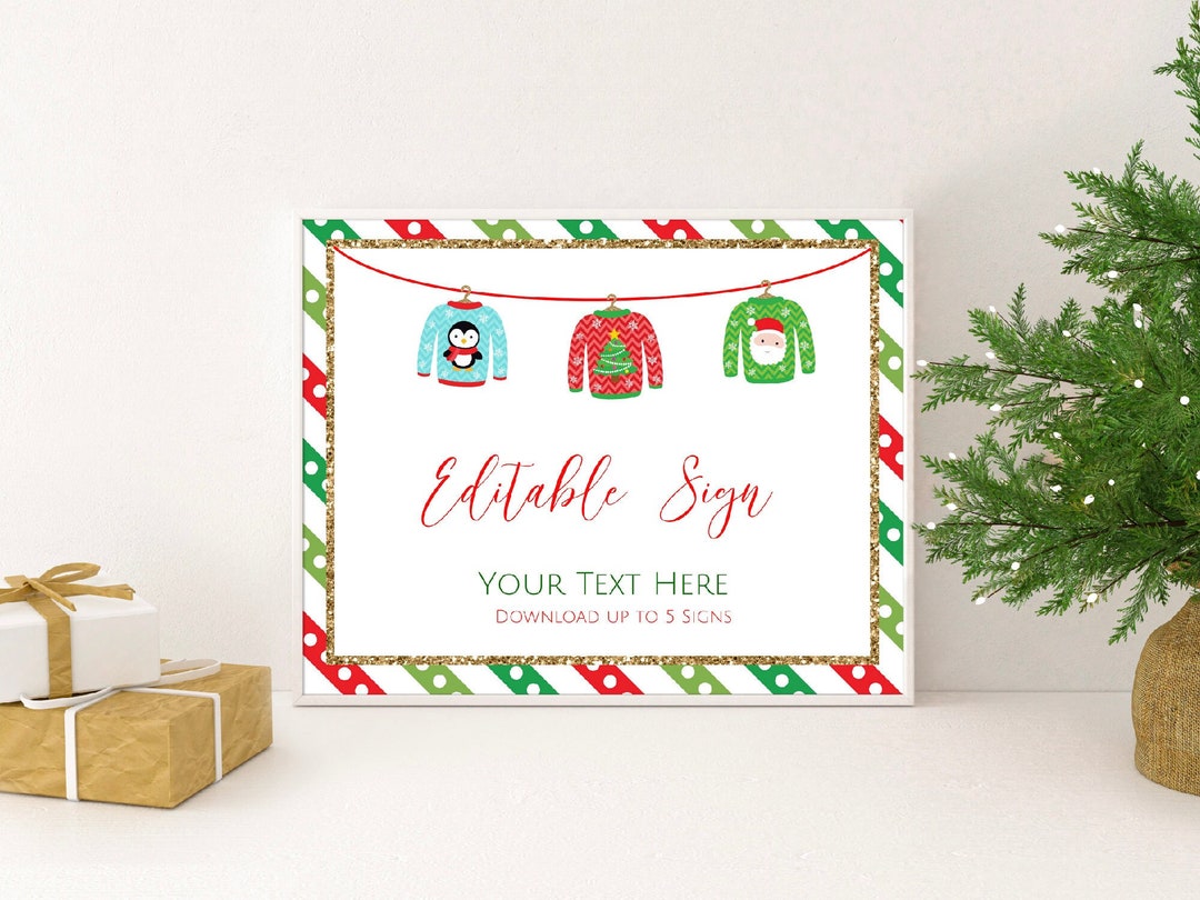 Printable Christmas Party Sign Template, Printable Holiday Party Signs ...