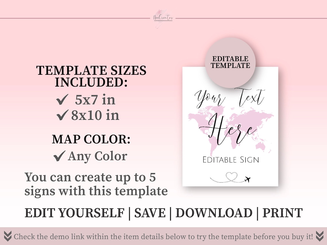 Custom World Map Sign Template Select the Map Color of Your - Etsy