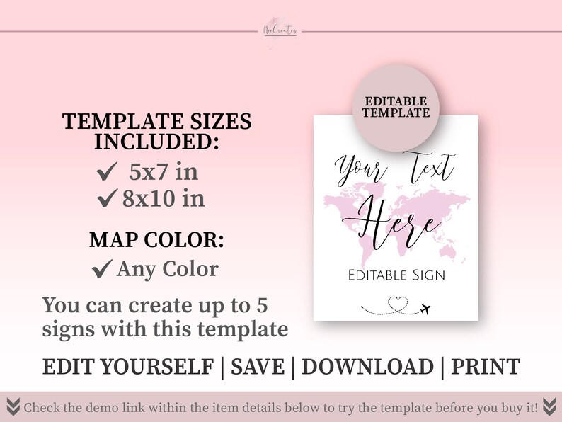 Custom World Map Sign Template Select the Map Color of Your - Etsy