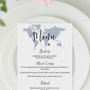 Custom Map Menu Template, Editable World Map Menu Template With the Map ...