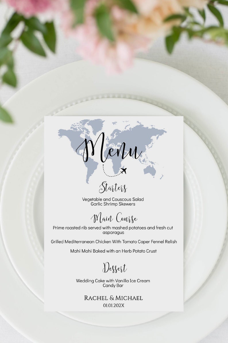 Custom Map Menu Template Editable World Map Menu Template - Etsy