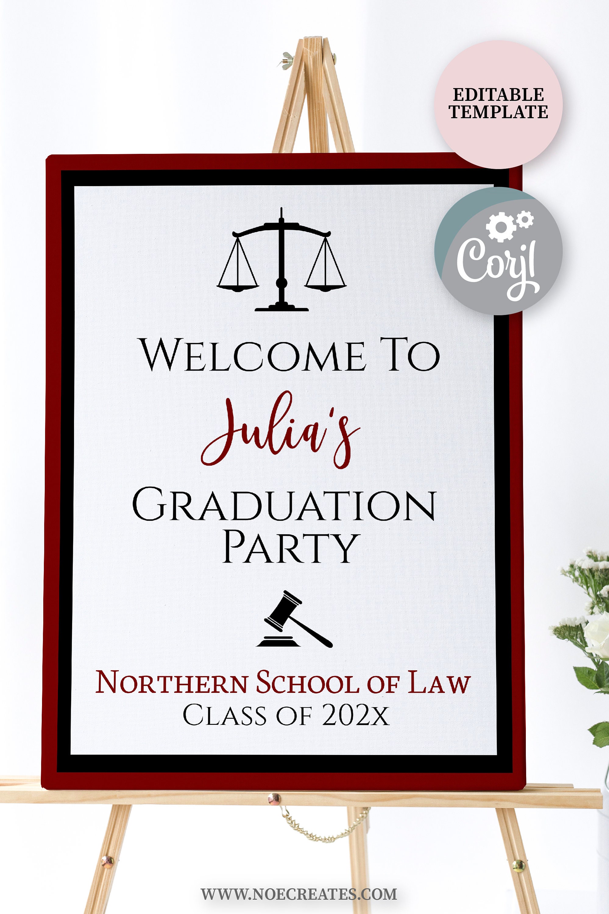 Law School Graduation Welcome Sign Template: Scale of Justice Party ...