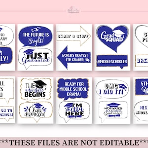 Blue 5th Grade Graduation Photo Booth Props, Funny Elementary School ...