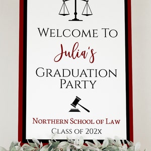 Law School Graduation Welcome Sign Template: Scale of Justice Party ...