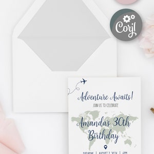 World Map Birthday Invitation: Personalized Travel Theme (digital ...