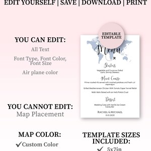 Custom Map Menu Template, Editable World Map Menu Template With the Map ...