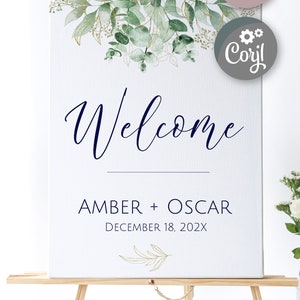 Greenery Welcome Sign Template, Eucalyptus Welcome Sign, Editable ...