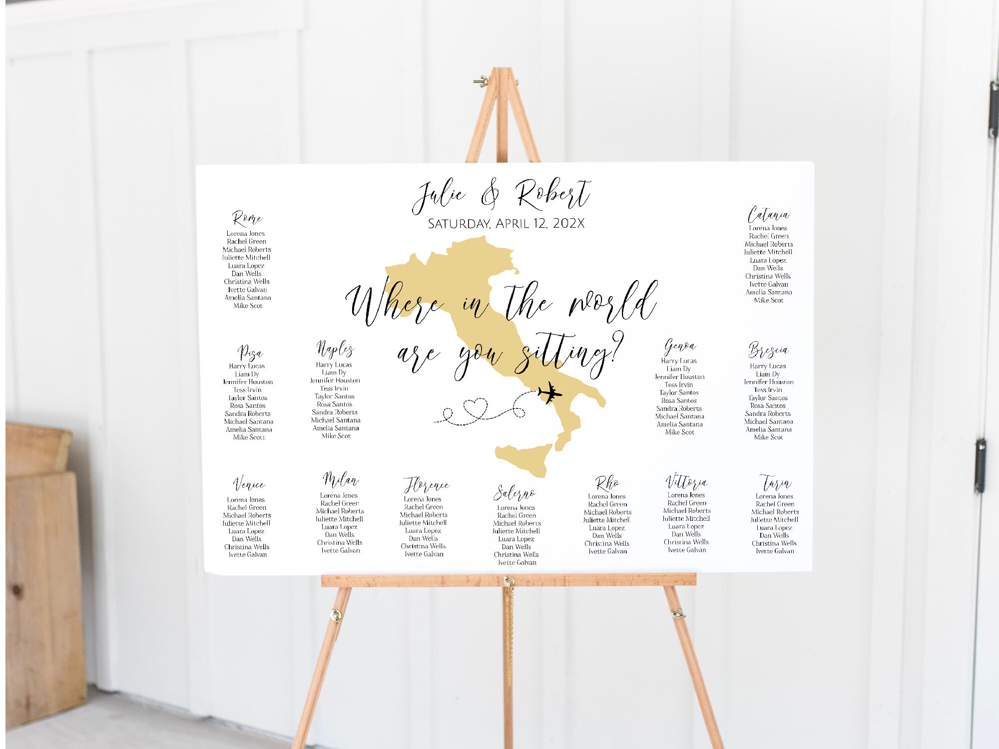 Italy Map Seating Chart Template Italian Wedding Where in | Etsy