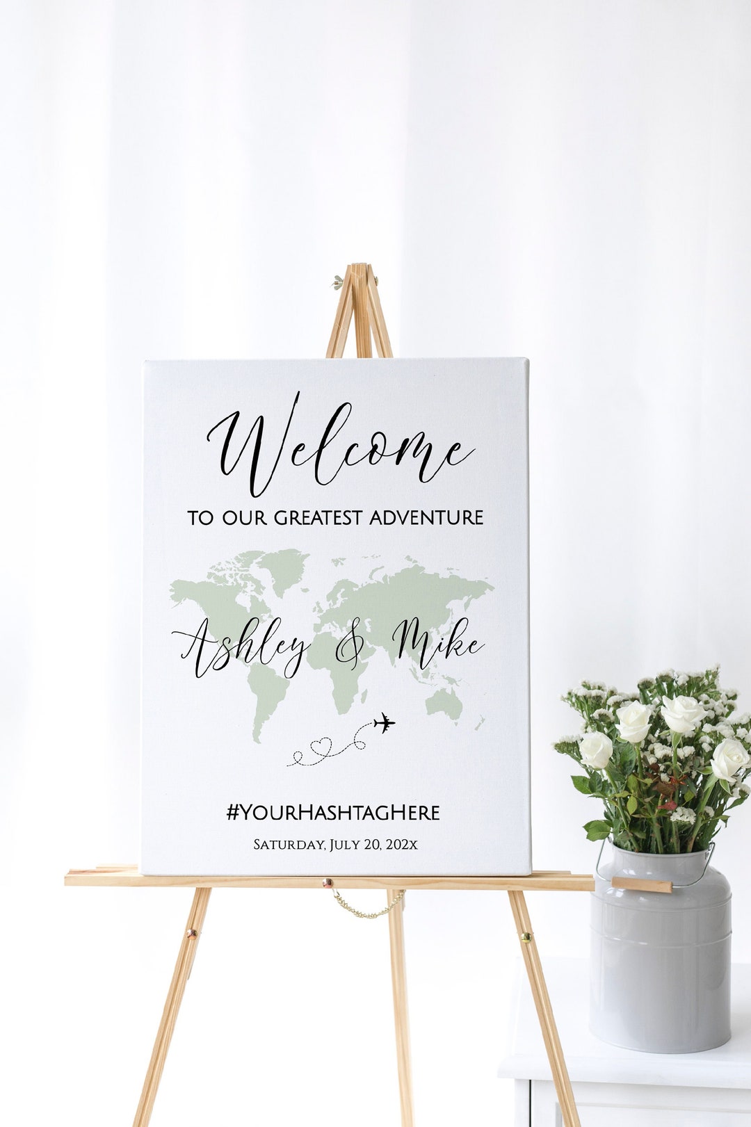 Customizable World Map Welcome Sign, Custom Travel Theme Welcome Sign ...