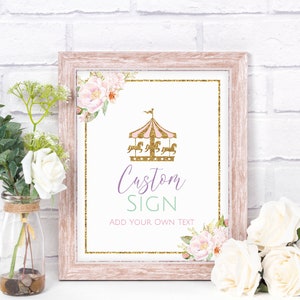Carousel Party Sign Template, Merry Go Round Sign, Editable Party ...