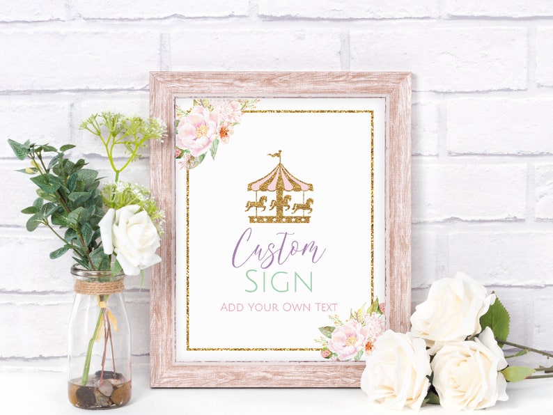 Carousel Party Sign Template Merry Go Round Sign Editable | Etsy