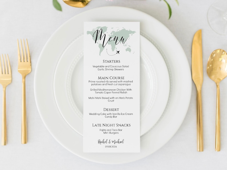 Menu Template Customizable With Any Map Color Travel Theme - Etsy