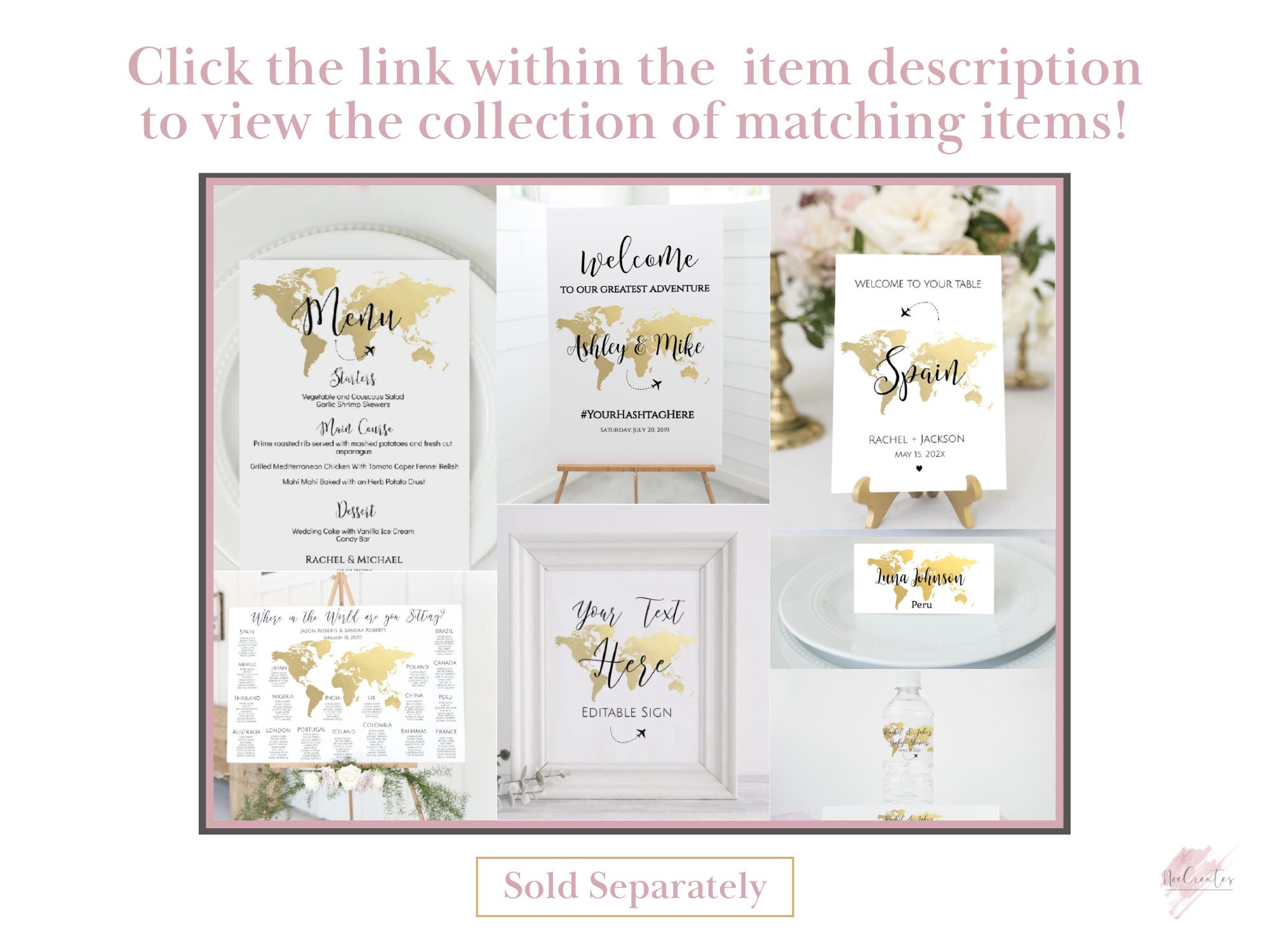 Gold World Map Table Names Template Travel Theme Table | Etsy