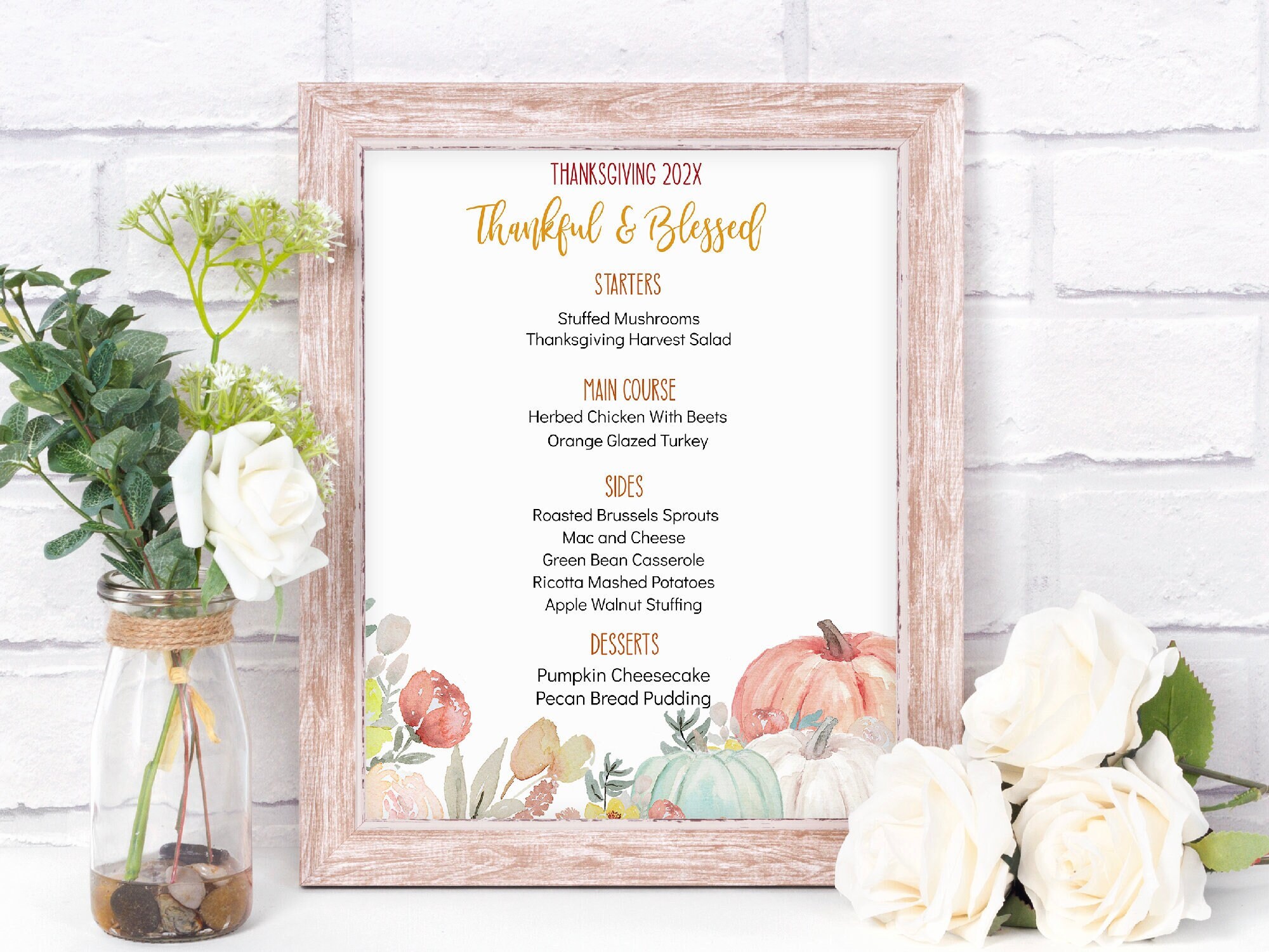 Thanksgiving Dinner Menu Sign Editable Thanksgiving Menu - Etsy