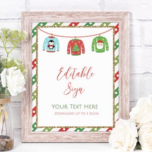 Printable Christmas Party Sign Template, Printable Holiday Party Signs ...