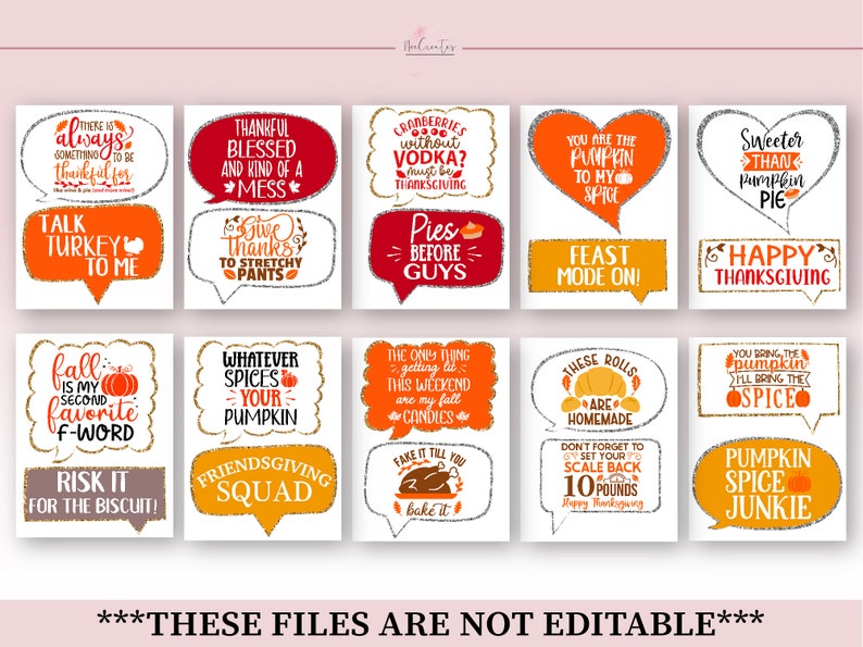 Funny Thanksgiving Photo Booth Props: Printable Fall Decor (PDF) - Etsy