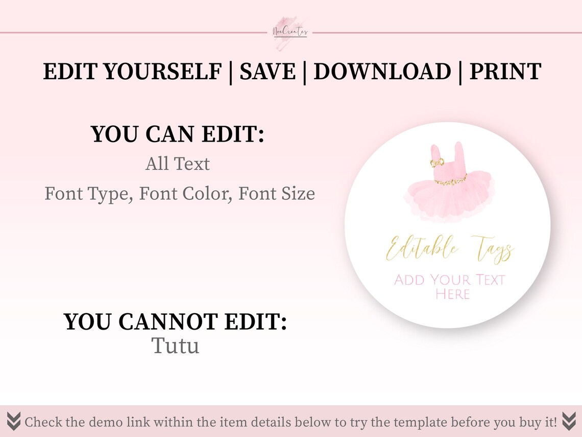 Printable Tutu Sticker Template Tutu Tags Template Tutu Baby - Etsy