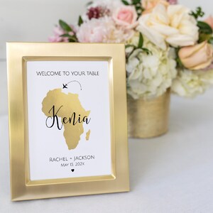 Africa Map Table Numbers: Gold Wedding Table Decor (editable Template ...