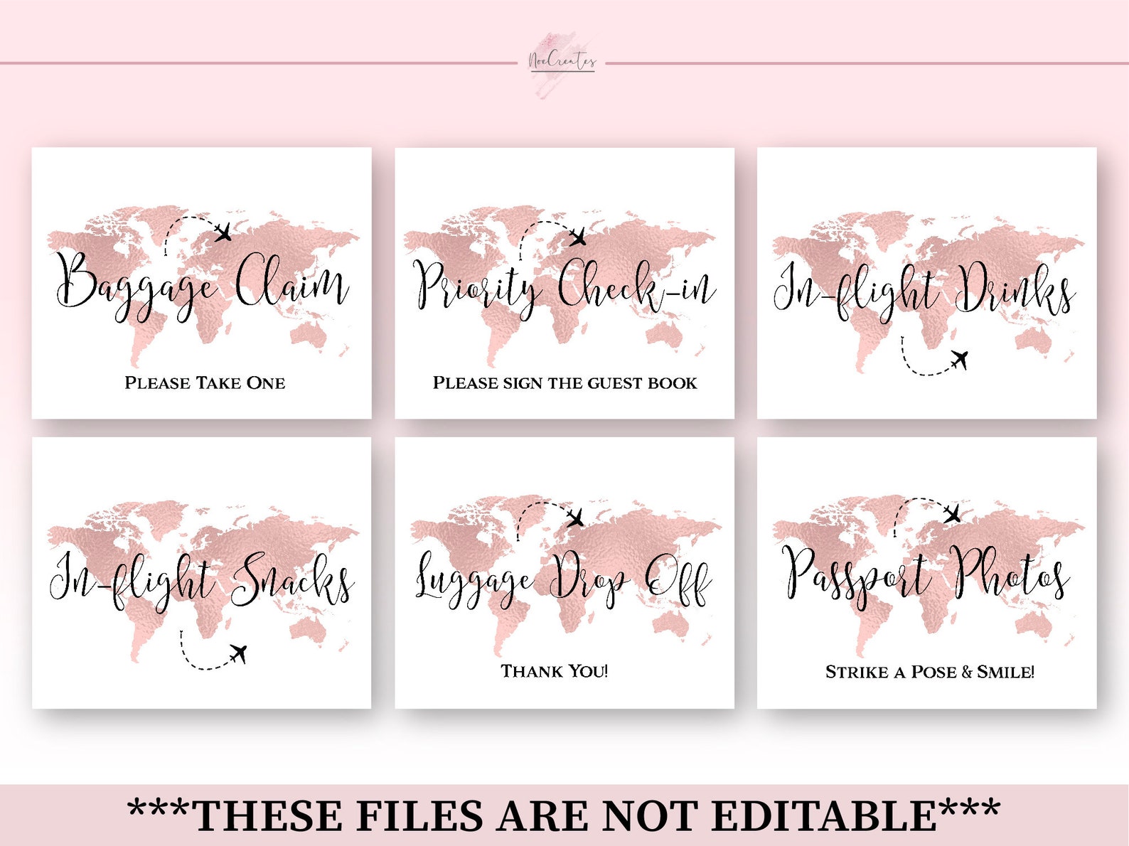 Rose Gold World Map Signs Bundle Around the World Signs - Etsy