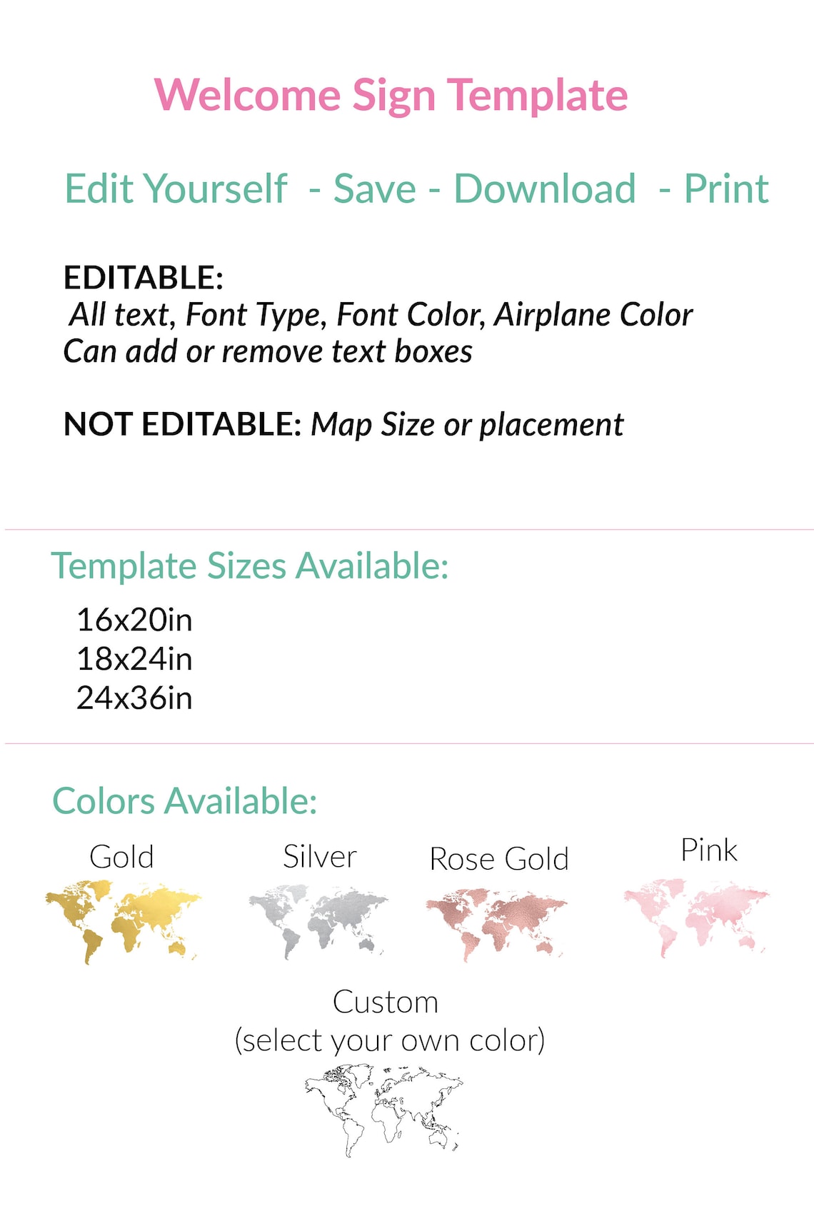 Gold World Map Wedding Welcome Sign Travel Theme Welcome Sign | Etsy