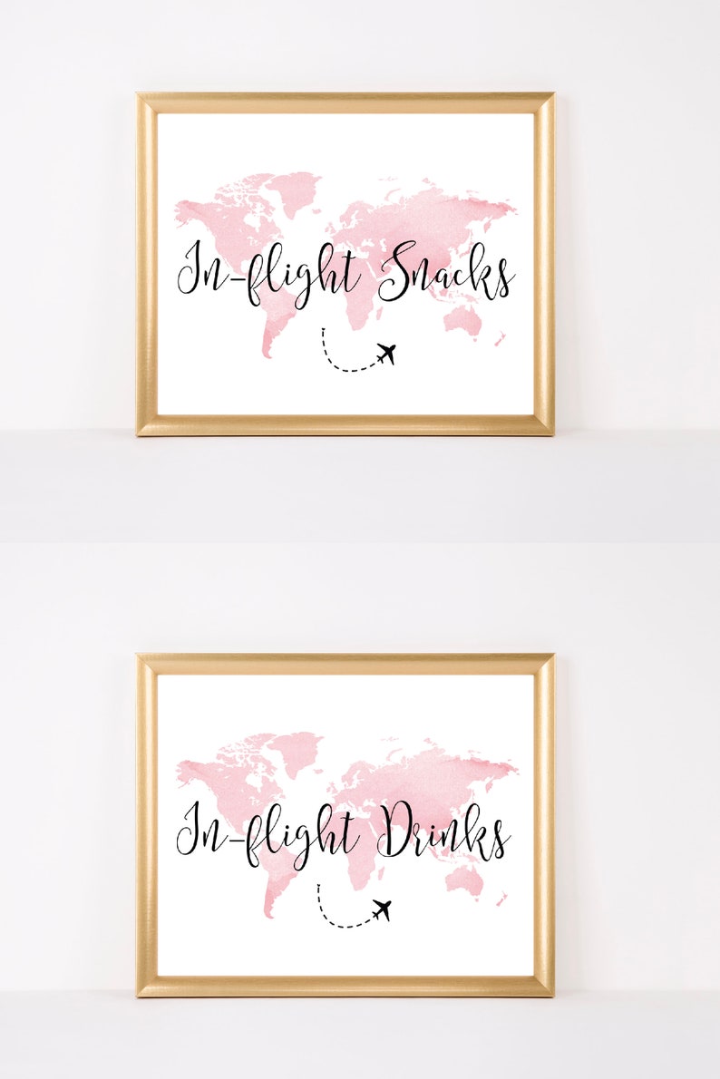 Pink World Map Signs Bundle Pink Travel Theme Bridal Shower - Etsy